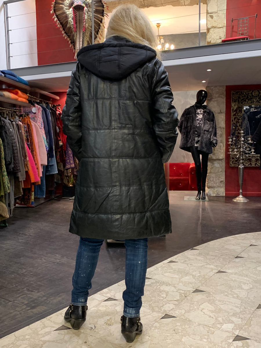 LONG LEATHER DOWN JACKET – by loletta